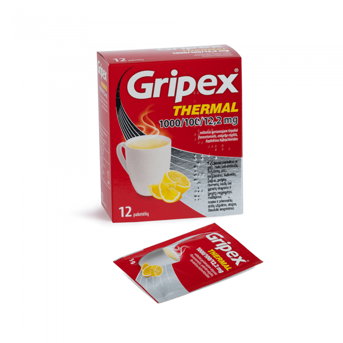 Gripex Thermal 1000 mg/100 mg/12,2 mg milteliai geriamaj