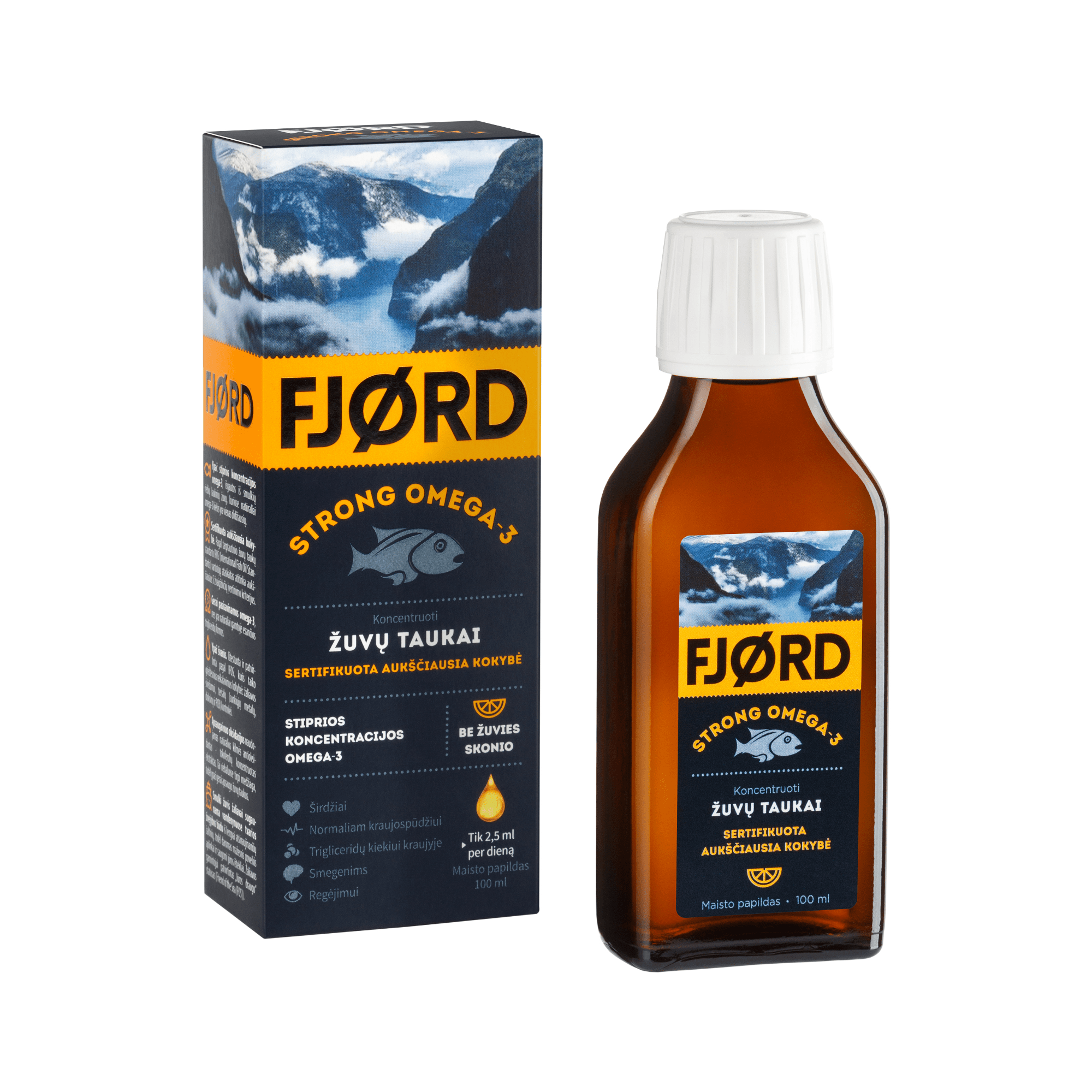 FJORD STRONG OMEGA-3 žuvų taukai 100 ml | BENU vaist ...