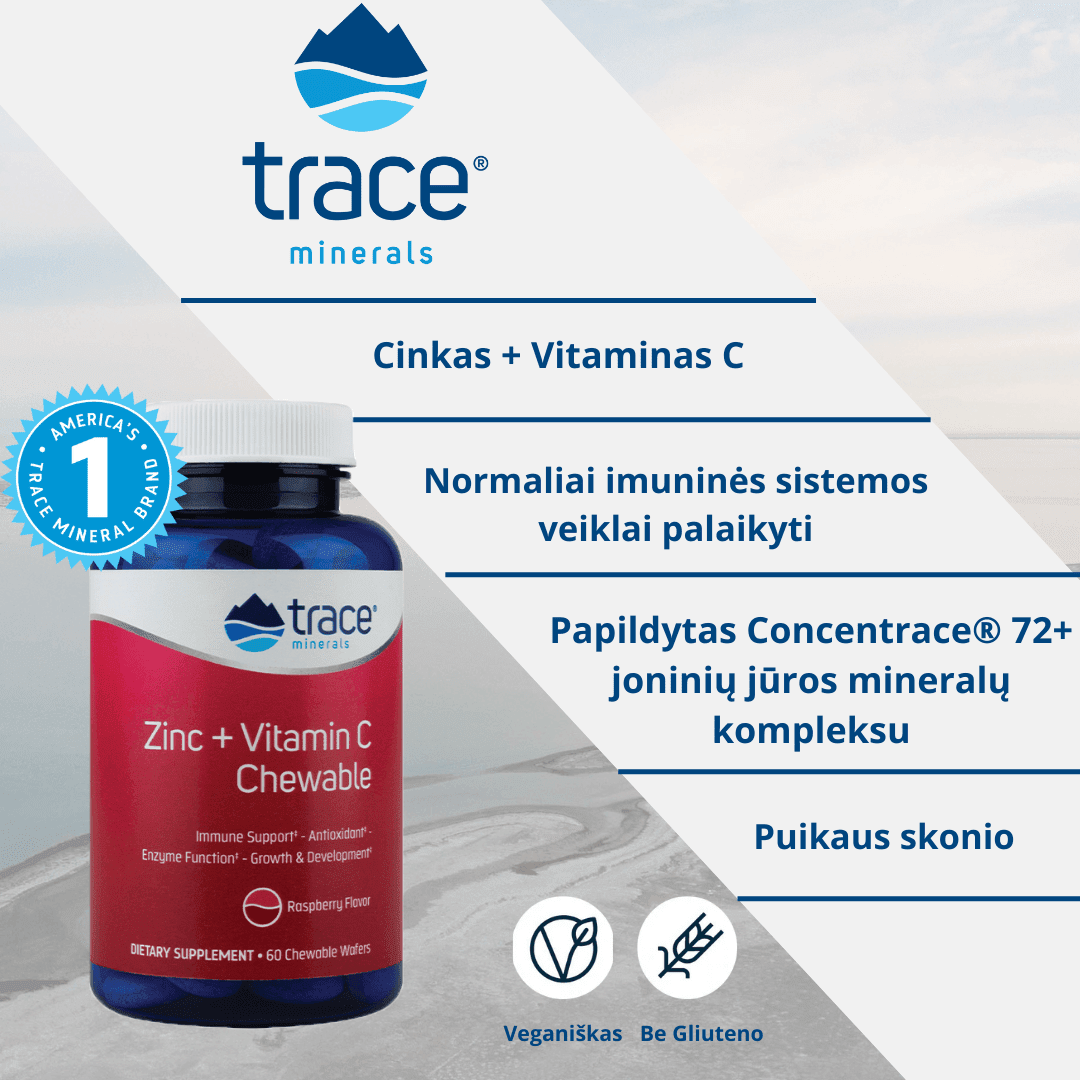 TRACE MINERALS Cinkas ir Vitaminas C imunietui, kra ...